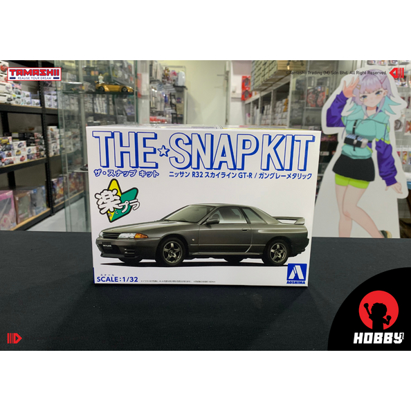 Aoshima The Snap Kit Nissan R32 Skyline GT-R (Gun Gray Metallic) (Scale ...