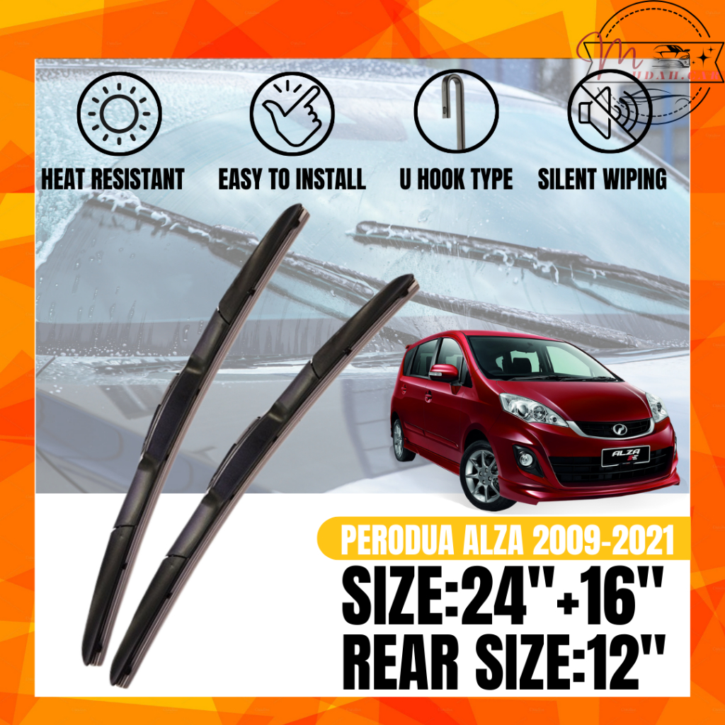 1 SET WIPER BLADE CAR WINDSHIELD WIPER FOR PERODUA ALZA 2009-2021 (24 ...