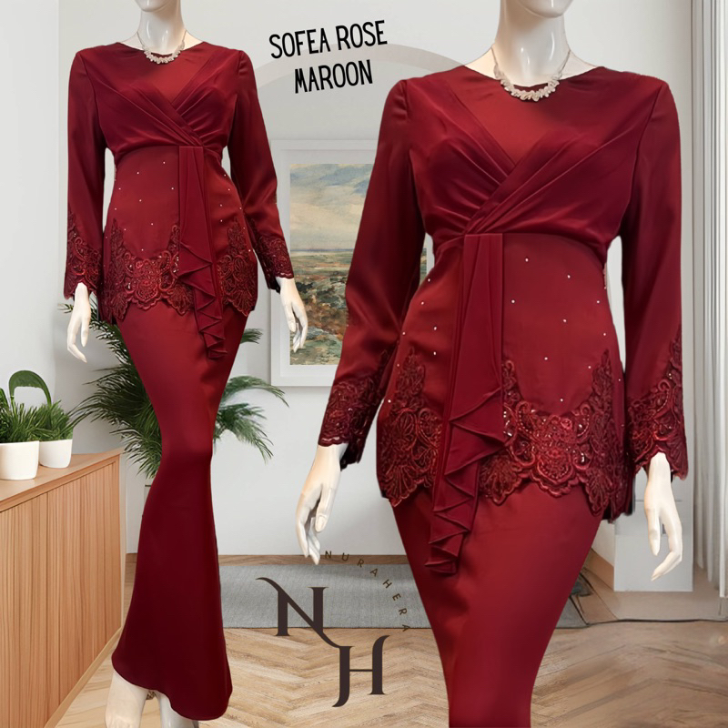 SOFEA ROSE KURUNG BY NURAHERA.HQ. BAJU RAYA 2024, BAJU KURUNG TERKINI ...