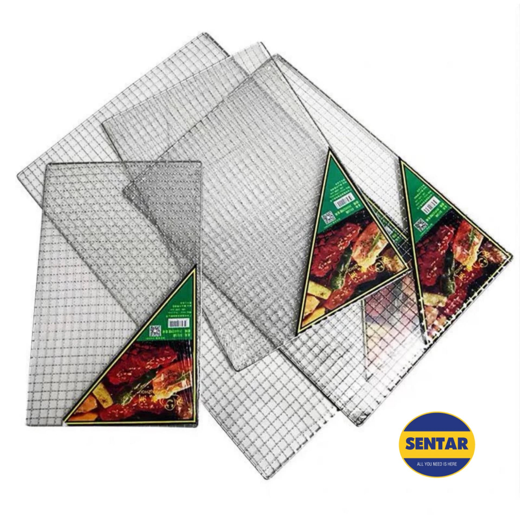 100% Ready Stock Stainless Steel BBQ Barbecue Grill Net Jaring Besi BBQ ...