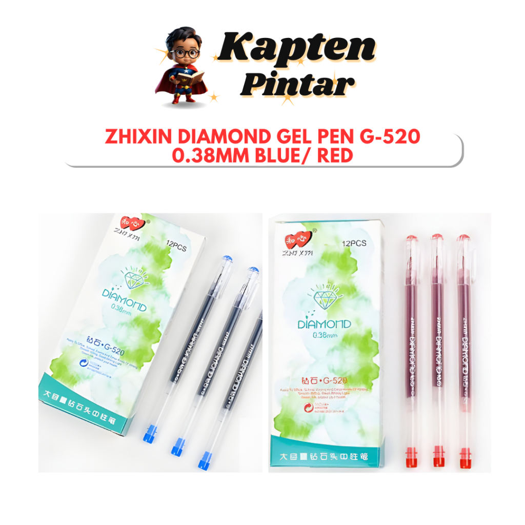 Zhixin Diamond Gel Pen G-520 0.38mm Blue/ Red | Shopee Malaysia