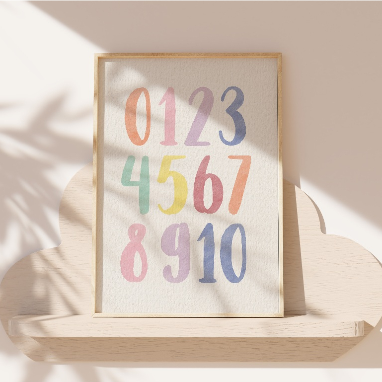 Colourful Numbers 0-10 Poster with frame in Rainbow theme (Nursery ...