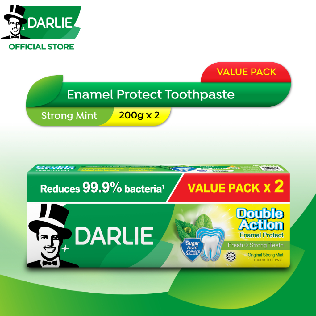 DARLIE Double Action Enamel Protect Strong Mint Toothpaste 200gx2 ...