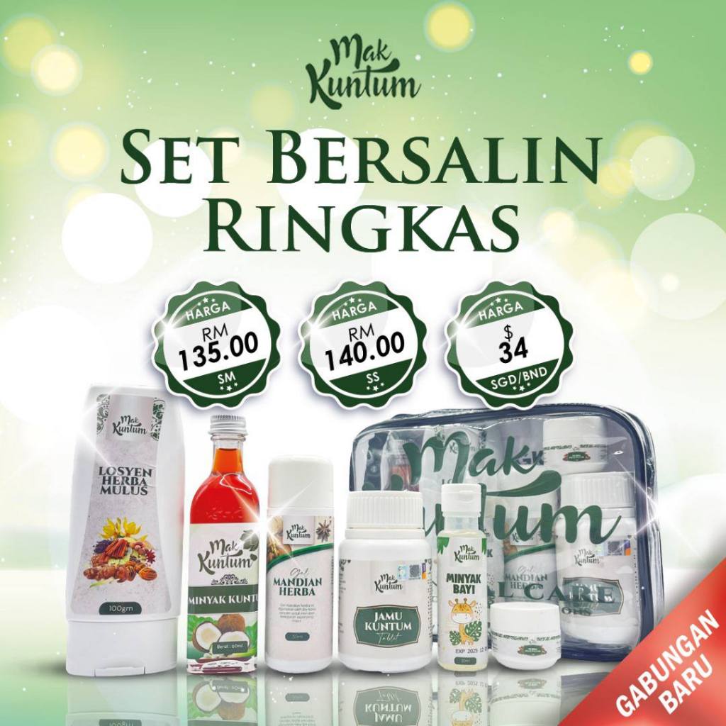 MAK KUNTUM Set Berpantang Ibu Bersalin Ringkas Param/Pilis/Gel Mandian ...