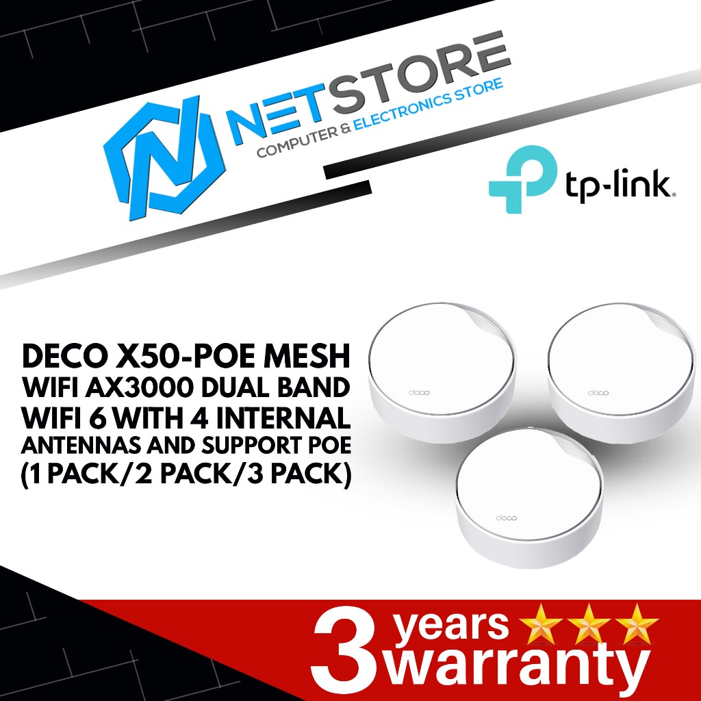 TP-LINK DECO X50-POE MESH WIFI AX3000 DUAL BAND WIFI 6 WITH 4 INTERNAL ...
