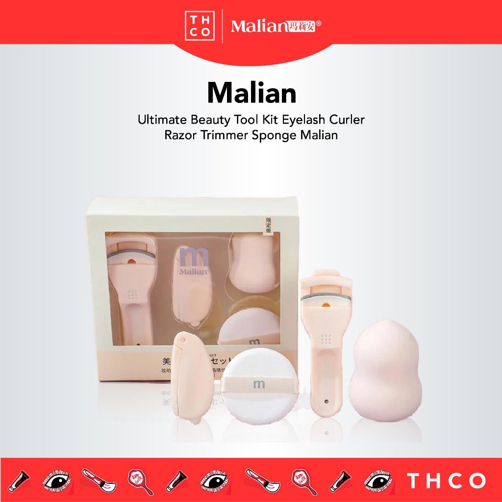 Malian Ultimate Beauty Tool Kit Eyelash Curler Razor Trimmer Sponge ...