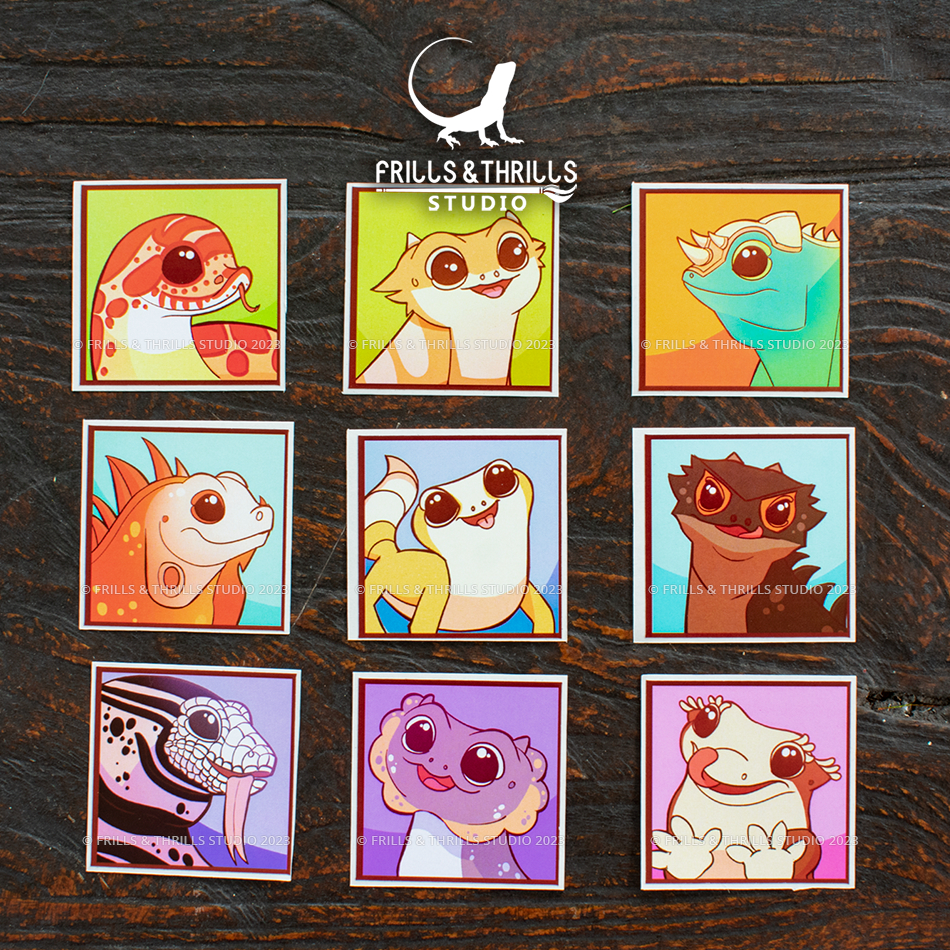 ‼️READY STOCK‼️ | Stickers | Reptiles Cartoon Snake Tegu Bearded Dragon ...