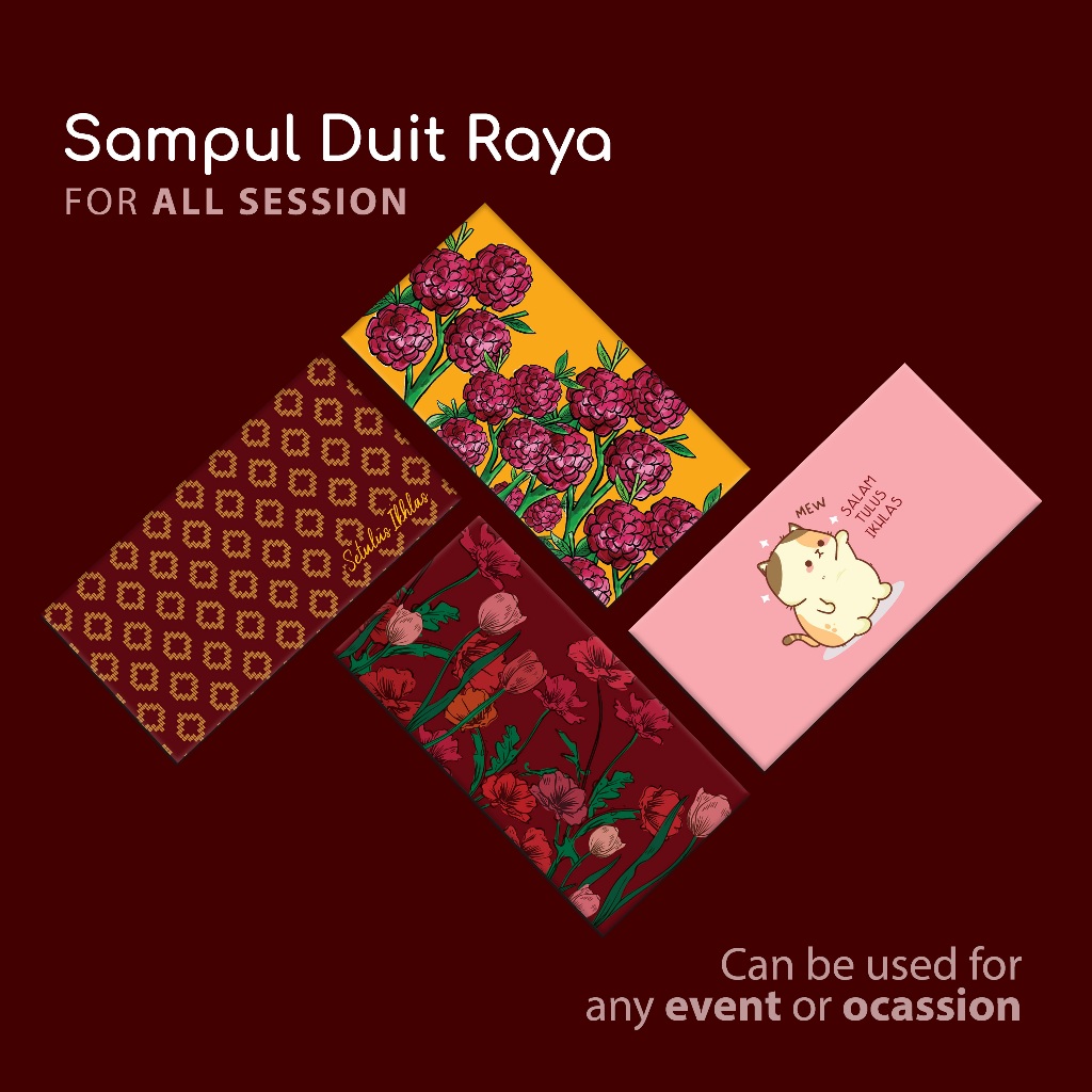 🔥SAMPUL DUIT RAYA MONEY POCKET ENVELOPE | BUNGA KLASIK | KUCING CAT ...