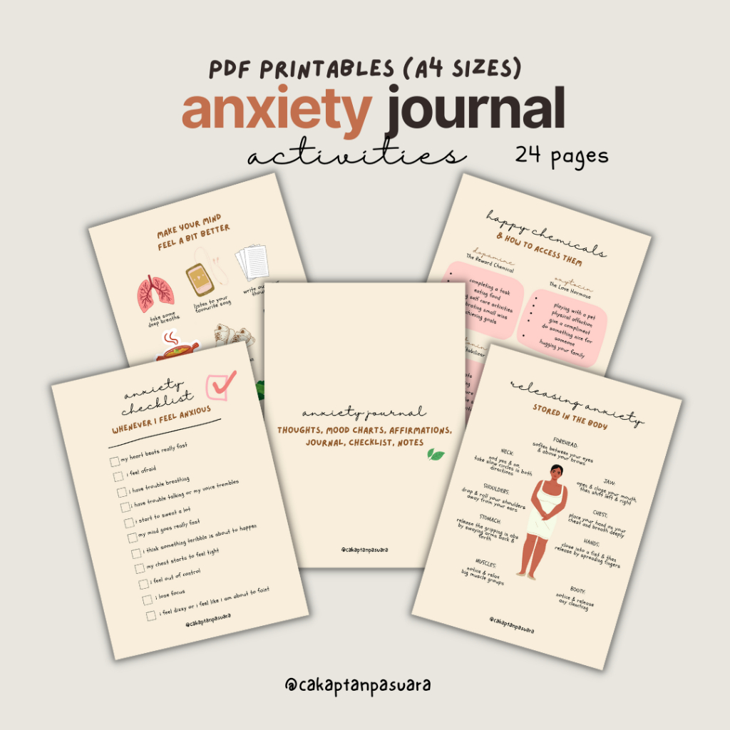 Anxiety Journal Mental Health Planner Journal Affirmation Checklist ...