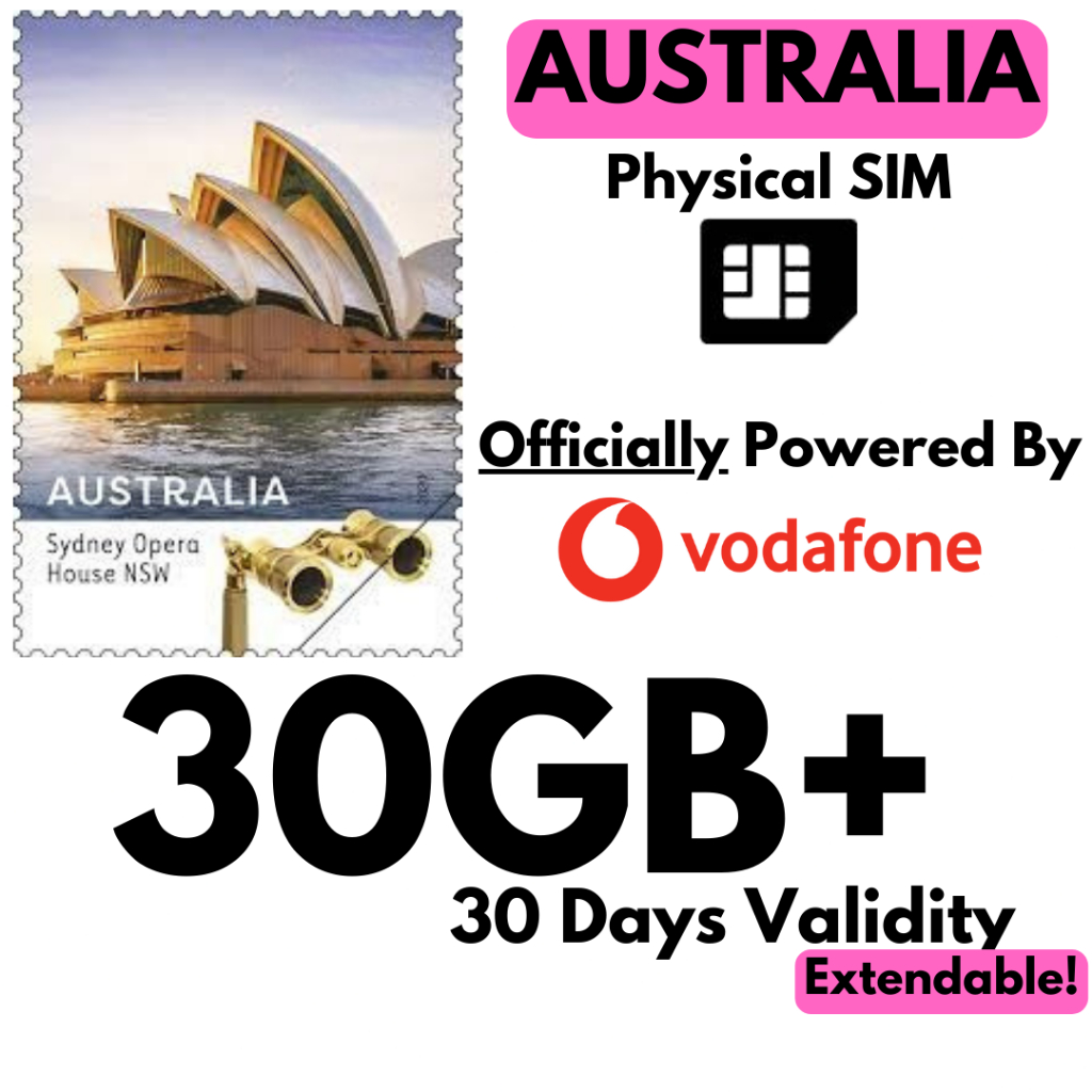 30-Day Australia Physical Travel SIM on Vodafone Reception inc ...