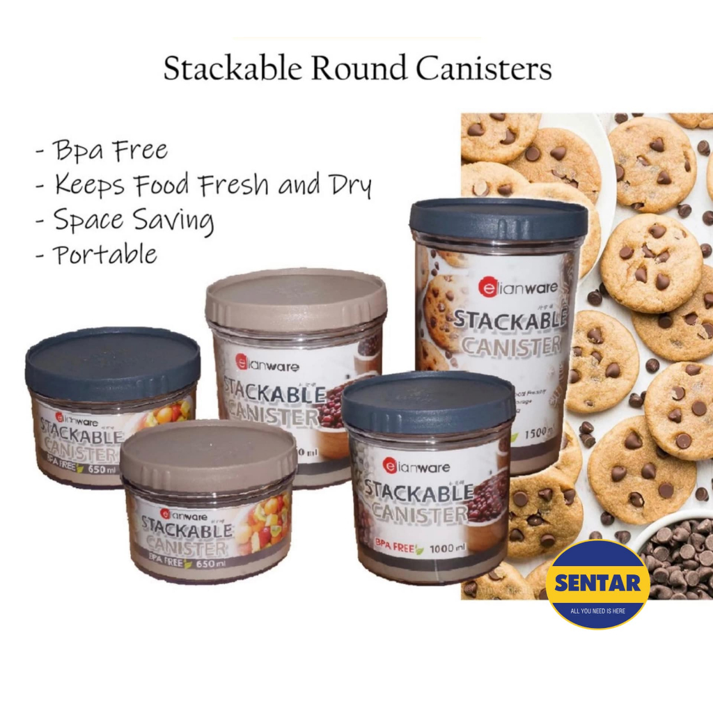 100% Original Elianware Stackable Canister Snack Container Stackable ...