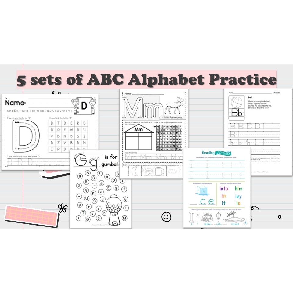 [P219] 130 pages 5 sets of ABC Alphabet Practice for Kids Worksheet for ...