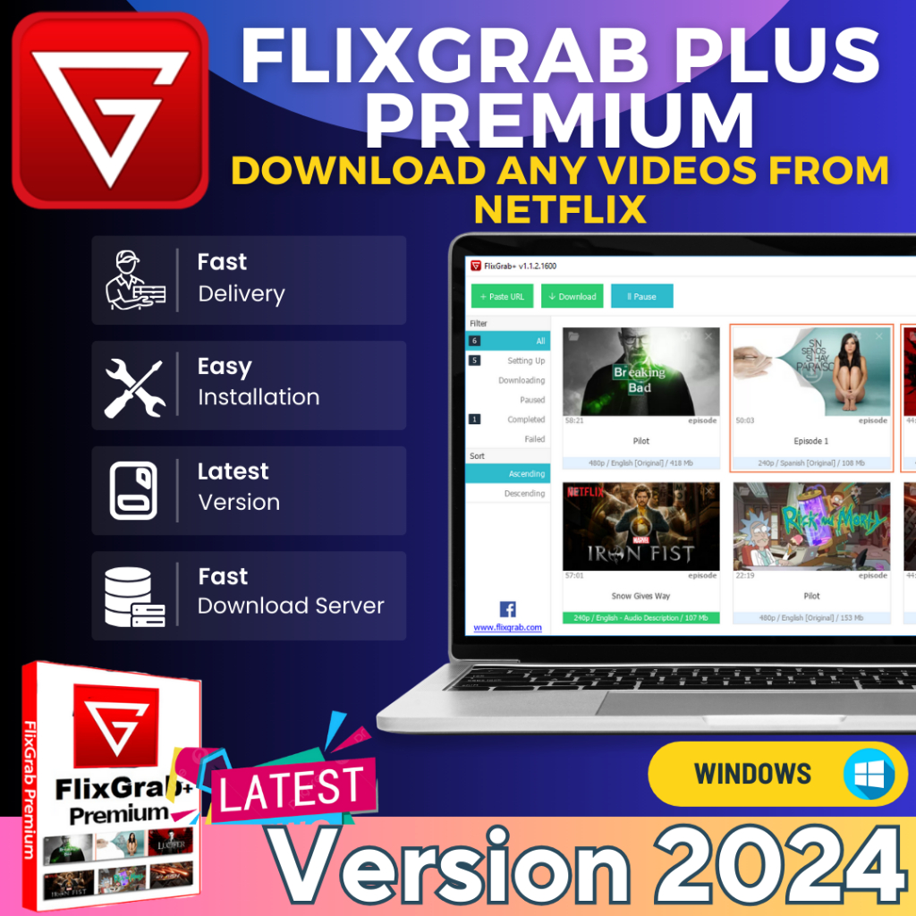 FlixGrab Plus Premium - Download any videos from Netflix | Windows | Shopee Malaysia