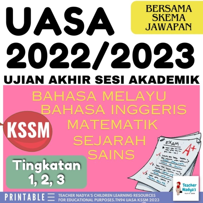 [ PDF / SOFTCOPY ] UASA 2022/ 2023 Tingkatan 1, 2, 3 | TN94 | KSSM ...