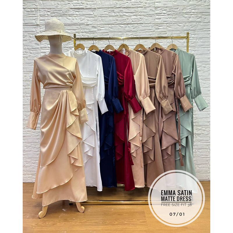 [EMMA DRESS] BAJU RAYA 2024 EMMA DRESS SATIN MATTE | Shopee Malaysia