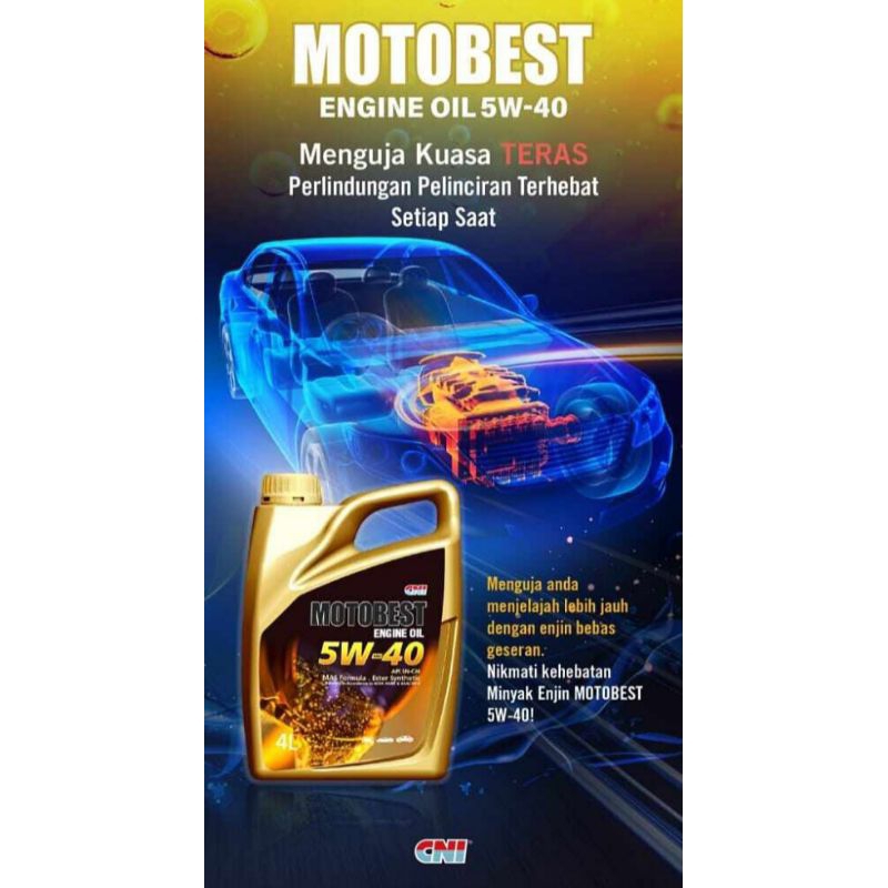 CNI MOTOBEST ENGINE OIL 5W-40 OIL (4L). | Shopee Malaysia