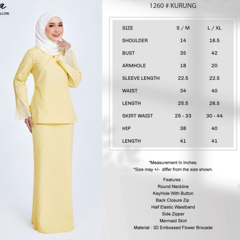 (S-XL) YELLOW MUSTARD KUNING TEMA BAJU KURUNG MODERN BAJU BRIDESMAID ...