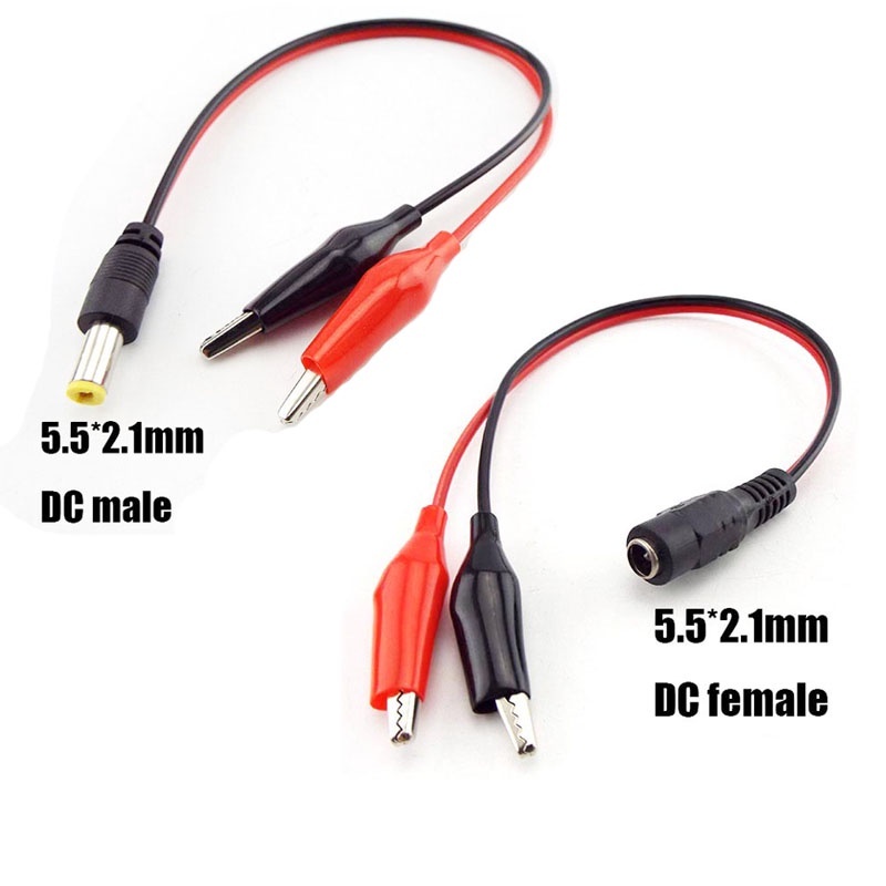 25cm 5.5MM 2.1MM Alligator Clip DC Jack Connector Power Male Female to ...