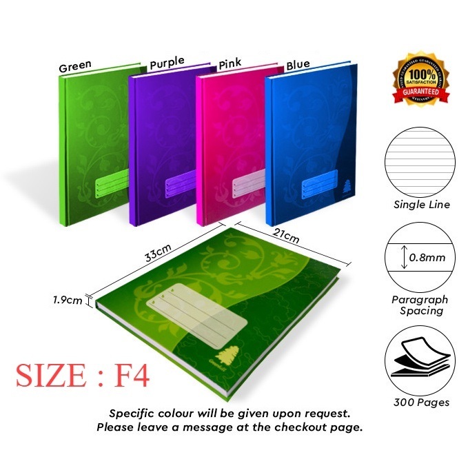 Greenhill Foolscap Long Book F4/Hard Cover Book Long F4 | Shopee Malaysia