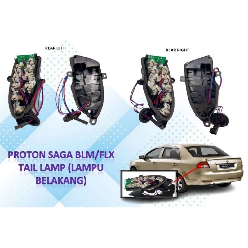 PROTON SAGA BLM FLX BELAKANG LAMPU BESAR LED / REAR TAIL LAMP LED WITH ...