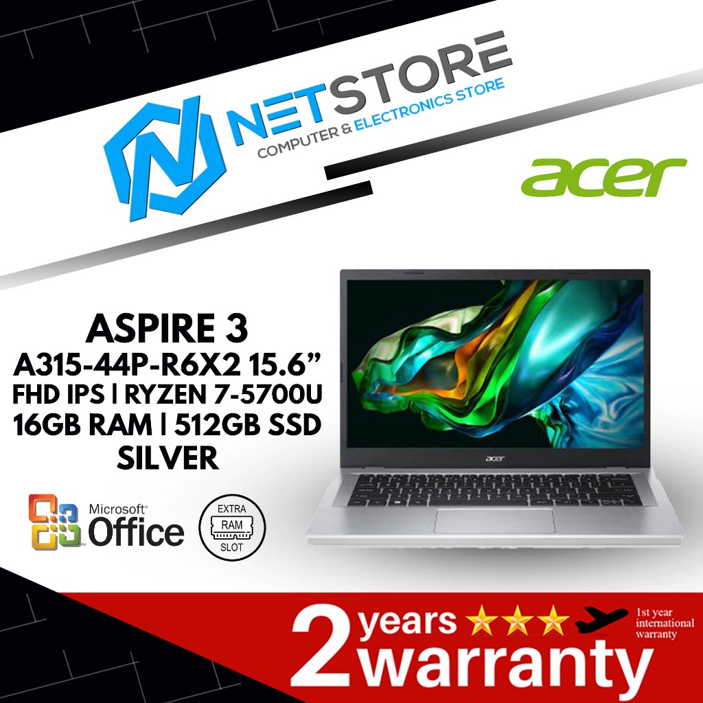 ACER ASPIRE 3 A315-44P-R6X2 15.6” FHD IPS | RYZEN 7-5700U 16GB RAM | 512GB SSD SILVER - NX.KSJSM ...