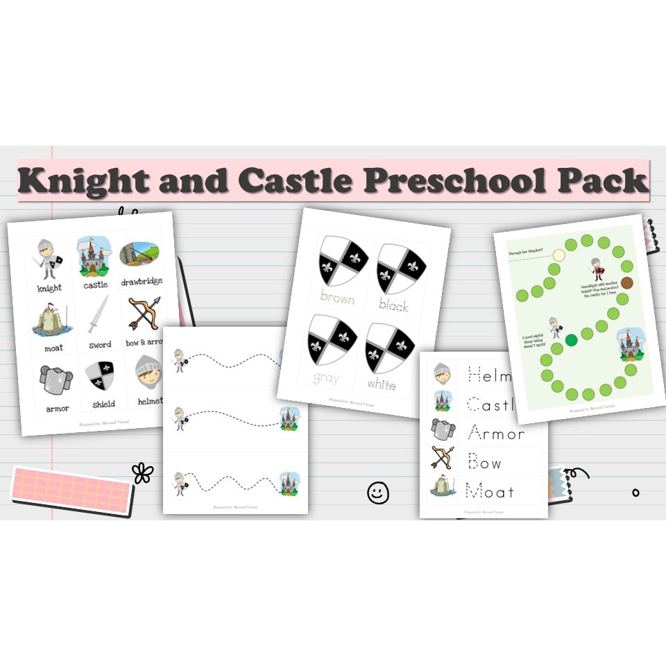 [P220] 35 pages Knight and Castle Preschool Pack Worksheet for Pre ...