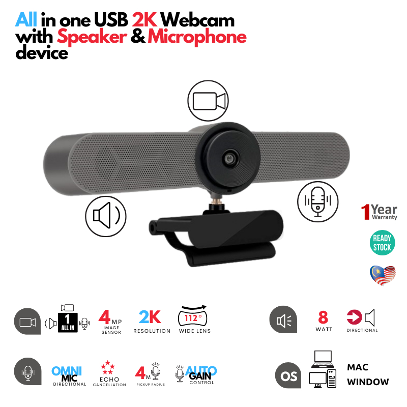 3 in 1 USB Webcam with Speaker and Microphone Video Conferencing System ...