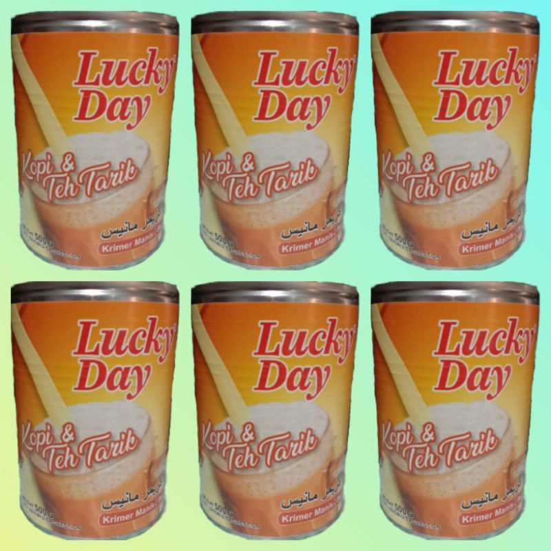 Susu Pekat Manis 6 Tin X 500gkrimer Lucky Day Kopi And Teh Tarik Easy Open Shopee Malaysia