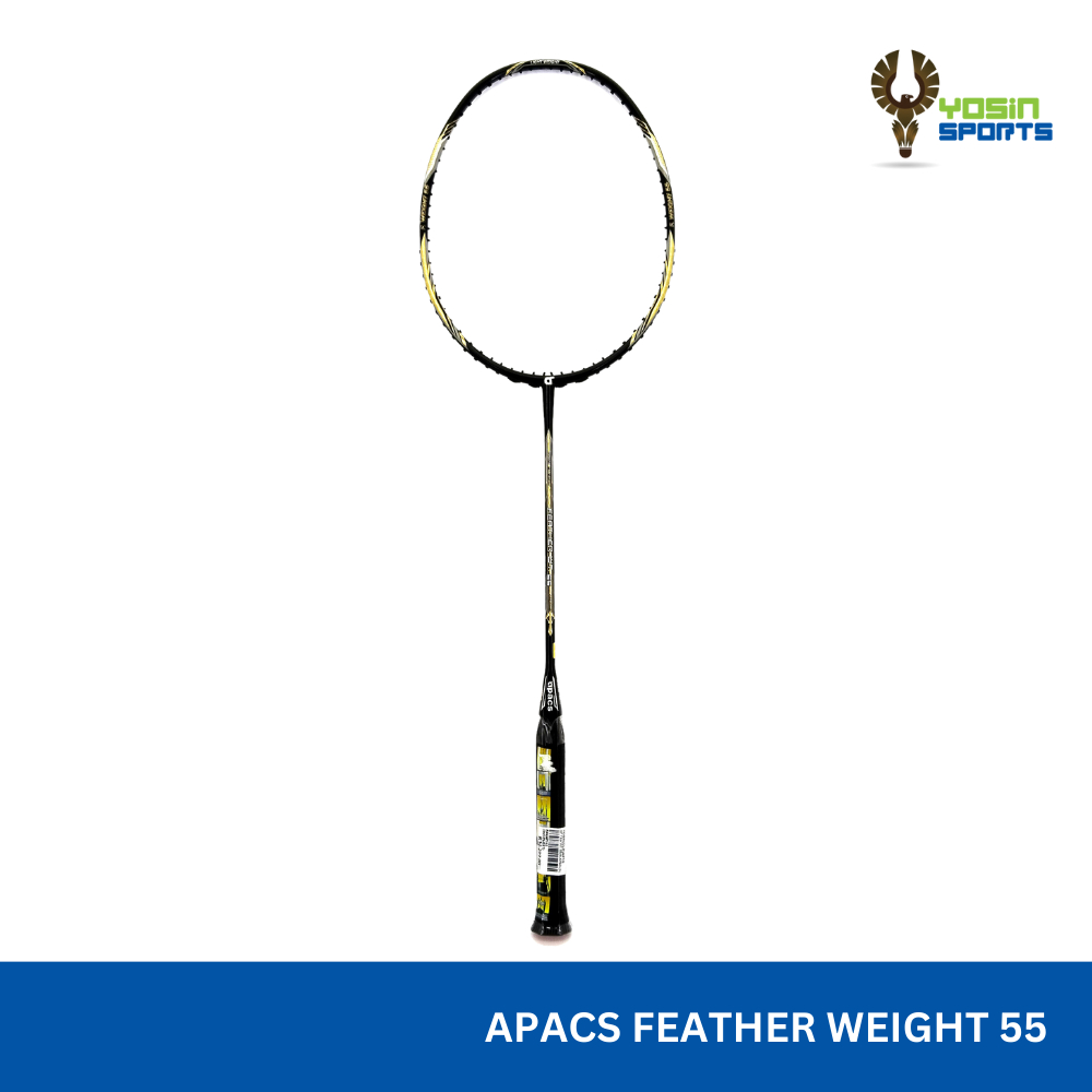 APACS FEATHER WEIGHT 55 (BLACK GOLD)Badminton Racket + Free String ...