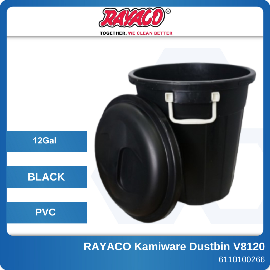 Rayaco V8120 12 Gallon Dustbin / Tong Sampah Hitam | Shopee Malaysia