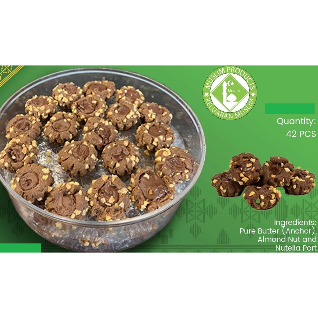 BISKUT RAYA ALMOND LONDON, DOUBLE CHOCOLATE SEA SALT, NUTELLA ALMOND ...
