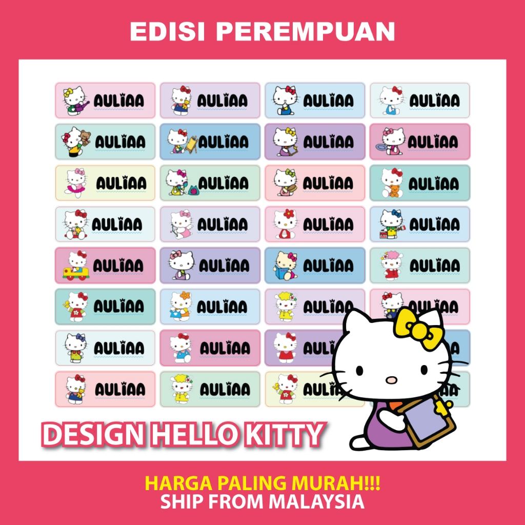 Sticker Custom Nama Kartun/Colorful/Cartoon Name Sticker | Shopee Malaysia