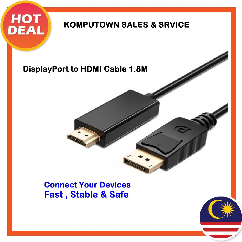 DisplayPort to HDMI Cable 1.8M Display Port DP to HDMI-compatible Cable ...