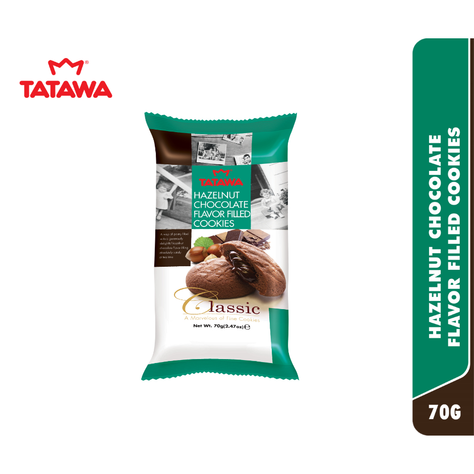 Tatawa Classic: Hazelnut Chocolate Flavor Filled Cookies 70g | Shopee ...
