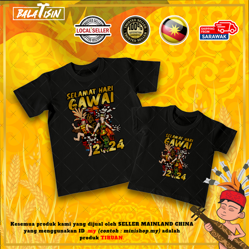 KIDS VERSION - SELAMAT HARI GAWAI 2024 GAWAI TSHIRT 2024 | Shopee Malaysia