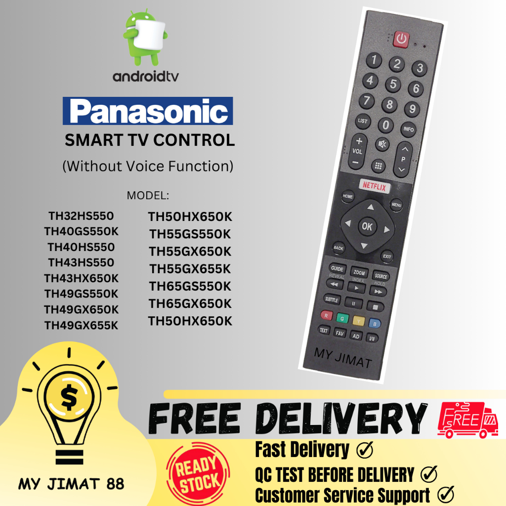 Panasonic Smart Android TV Remote Control Replacement (Without voice ...