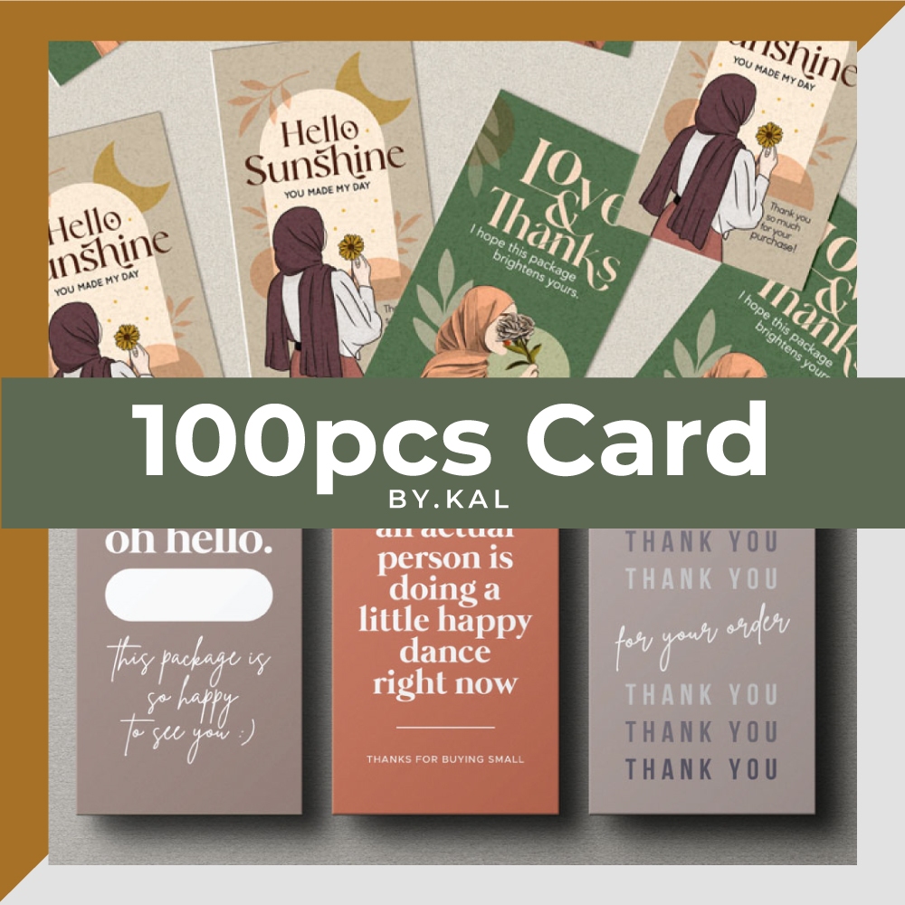 100pcs Thank You Card / Business Kad Terima Kasih Minimalist Floral ...