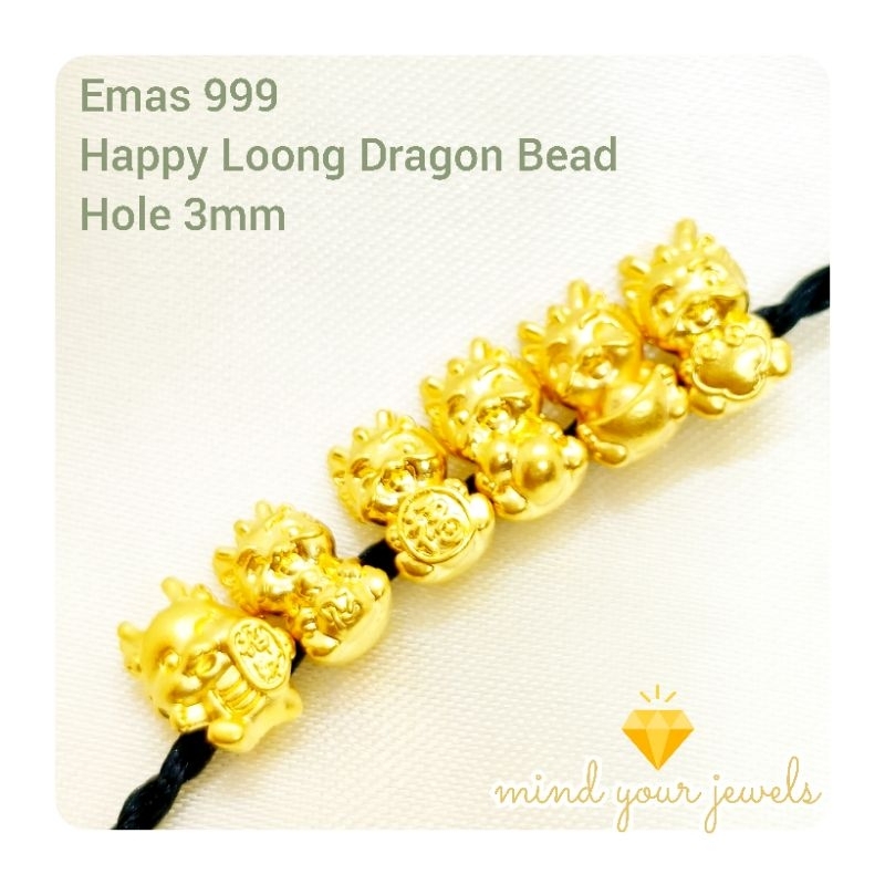 CINTA Happy Loong Dragon Bead Emas 999 足金生肖龙串珠 | Shopee Malaysia