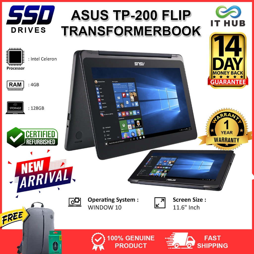 ASUS TP-200 11.6 inch Display Thin and Lightweight 2-in-1 Full HD ...