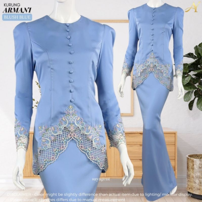 Mini kurung kebaya sulam satin silk lembut selesa baju raya viral 2024 ...