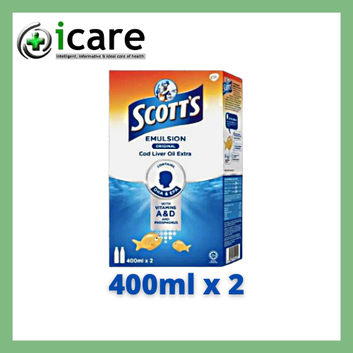SCOTT'S EMULSION ORIGINAL COD LIVER OIL EXTRA 400ML X 2 ( EXP DATE : 04 ...