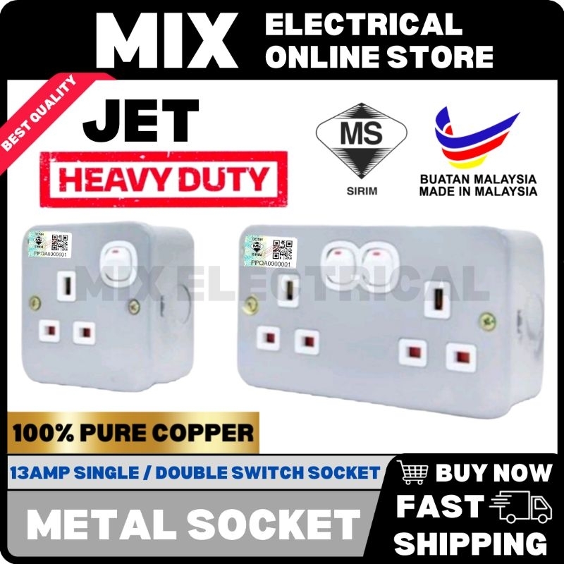 [SIRIM] Heavy Duty 13Amp Metal Socket 13a Metal Clad Switched Socket ...