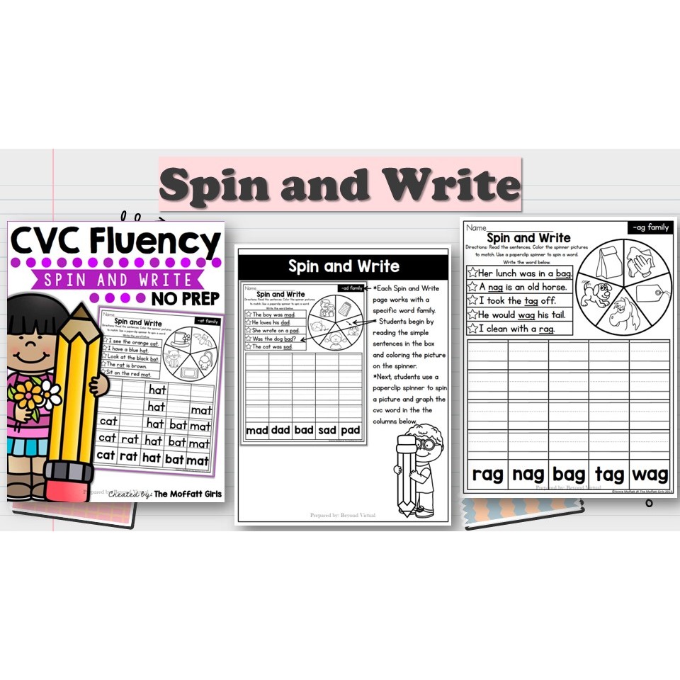 [P240] 25 pages CVC Spin and Write Worksheet for Pre-school PDF version ...