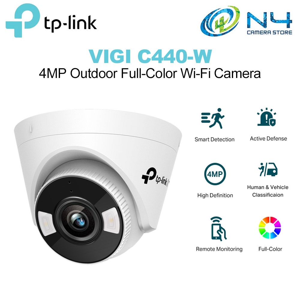 TP-Link VIGI C440-W 4MP Full-Color Wi-Fi Ultra-High Definition Turret ...