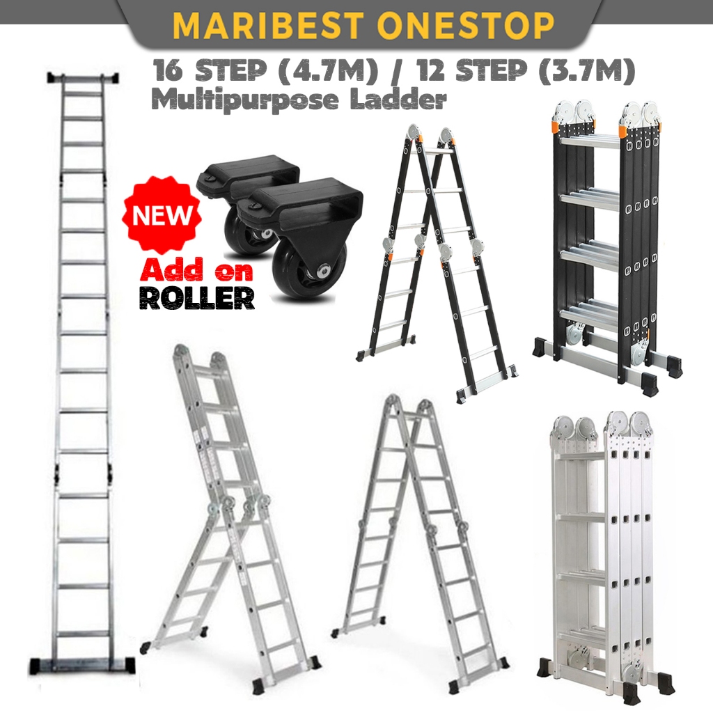 16 STEP (4.7M) / 12 STEP (3.7M) ALUMINIUM MULTIPURPOSE LADDER M37 / M47 ...