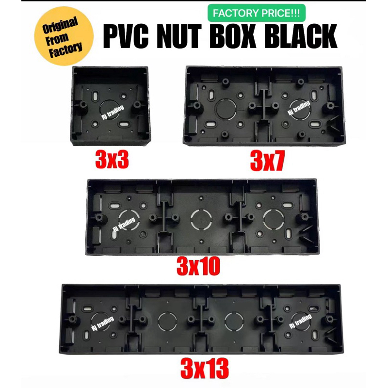 PVC Box Surface Full ABS Black 3 x 3 3 x 7 3 x 10 3 x 13 Inch Nut Box ...