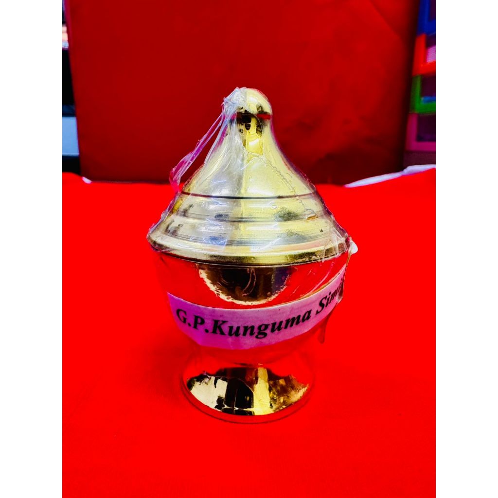 Gold Plate Kum Kum Chimizh / Pure Gold Plate Kunguma Simil / Height - 3 ...