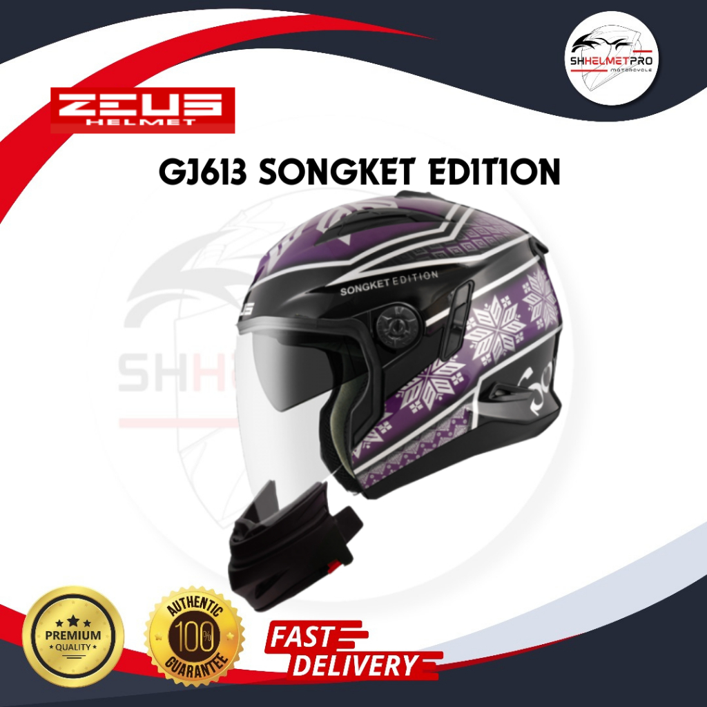 Helmet Zeus GJ613 Songket Edition [ READY STOCK ] Helmet Full Face Dual ...