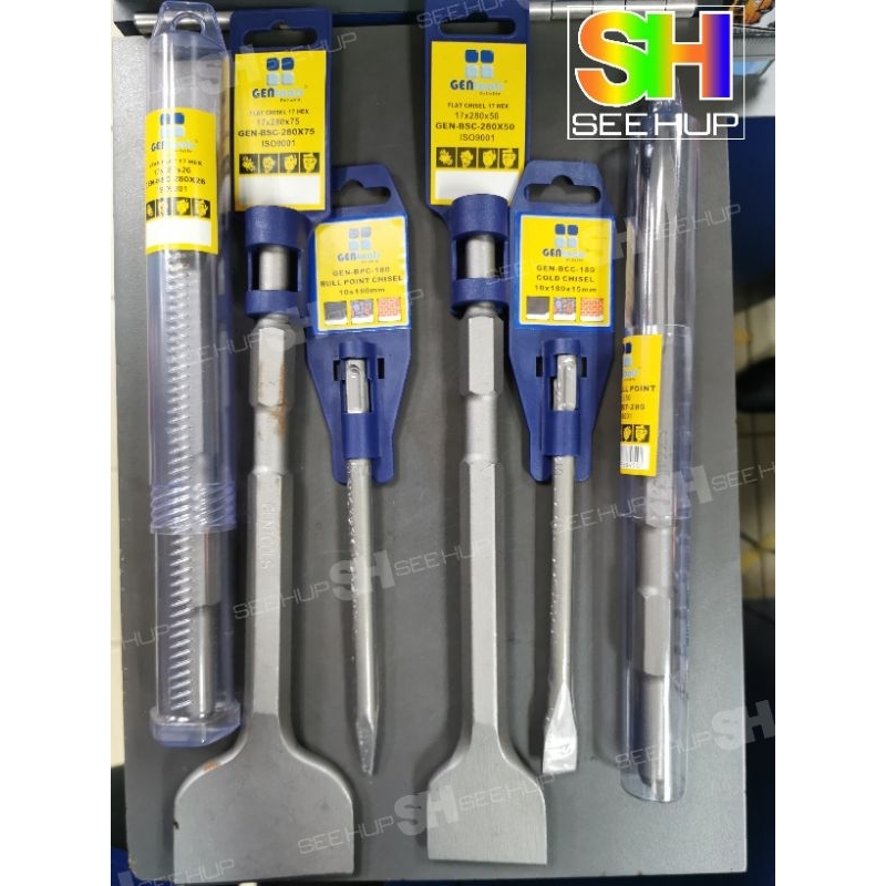 GENTOOLS FLAT CHISEL / COLD CHISEL / STAR FLAT/ STAR BULL POINT/ BULL ...