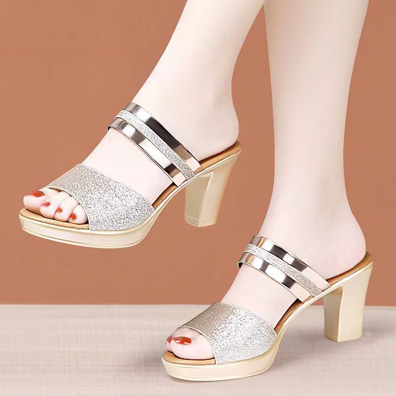 Women high Heels sandals Kasut Wanita Perempuan thick sole 6cm height ...